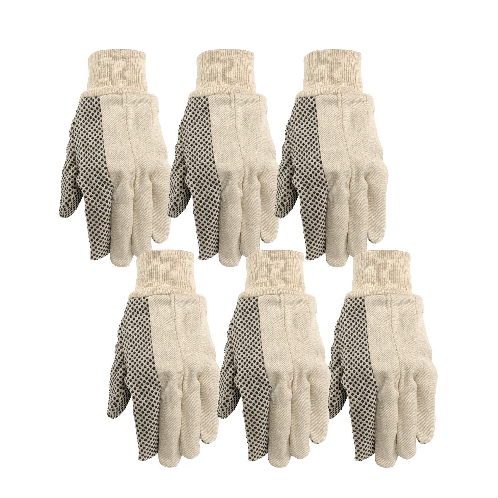 Wells Lamont Canvas Work Gloves, Economy Dotted, 6 Pair Pack (309K) , White