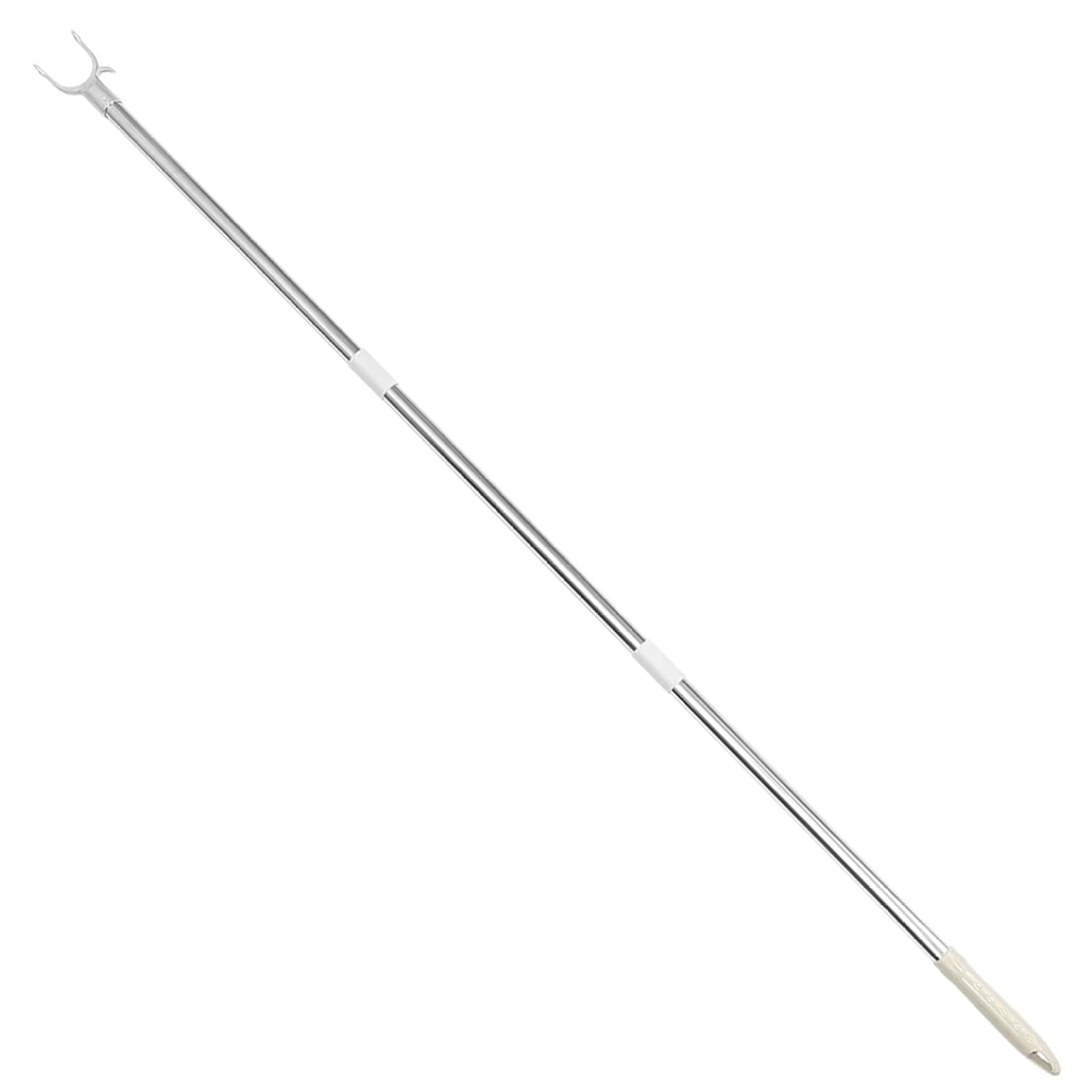 CUCUFA Retractable Clothesline Pole, 51-inch Stainless Steel Pole Telescoping Pole with Hook Long Reach Sticks Fork Clothes Hook Pole for Wardrobe, Clothesline, Hanger