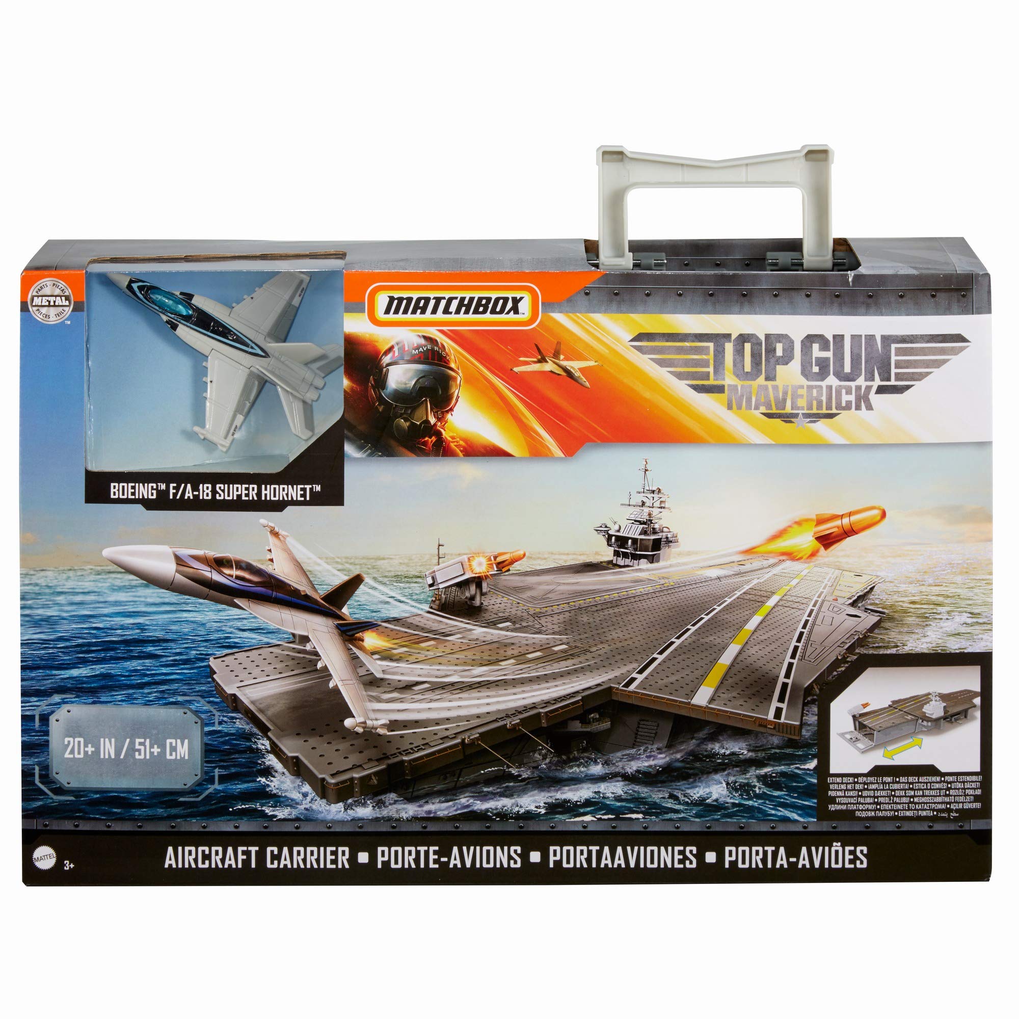 Matchbox Top Gun: Aircraft Carrier Play Set Gift Idea for Ages 4 to 8 Years with Top Gun Boeing F/A 18 die-cast Jet