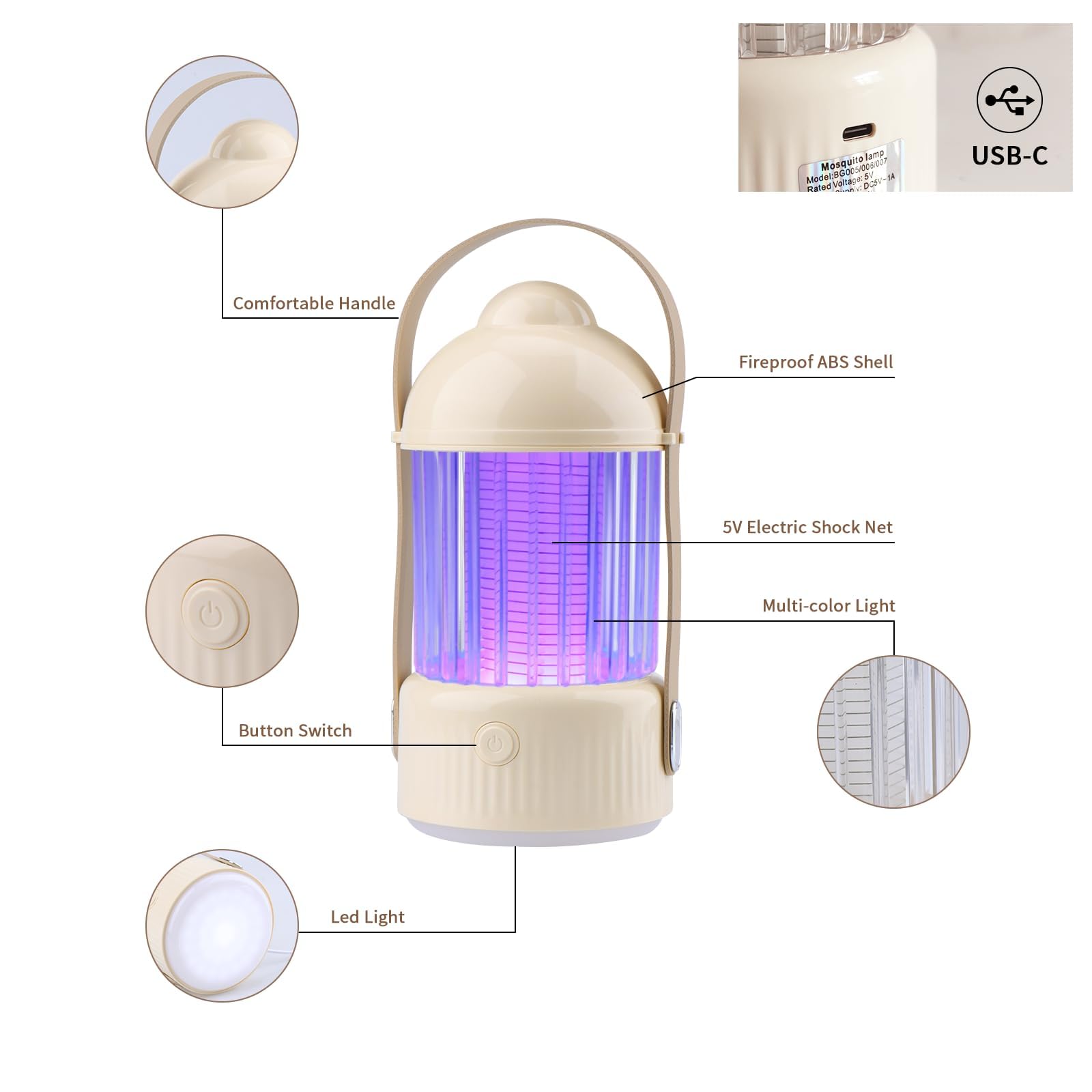 DPOD Mosquito Zapper Indoor,Electric Mosquito Killer Lamp with Led Light,5W Bug Zapper,365nm UV Flying Insect Trap for Bedroom,Balcony