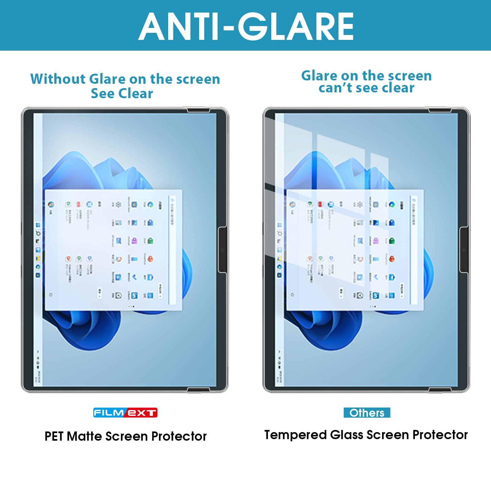 FILMEXT [2 Pack] Blue Light Screen Protector for Surface Pro 7 Screen Protector, Anti Blue Light Anti Glare Eye Care Matte Screen Protector for Surface Pro 7 Plus/Surface Pro7/6/5/4/3 12.3inch