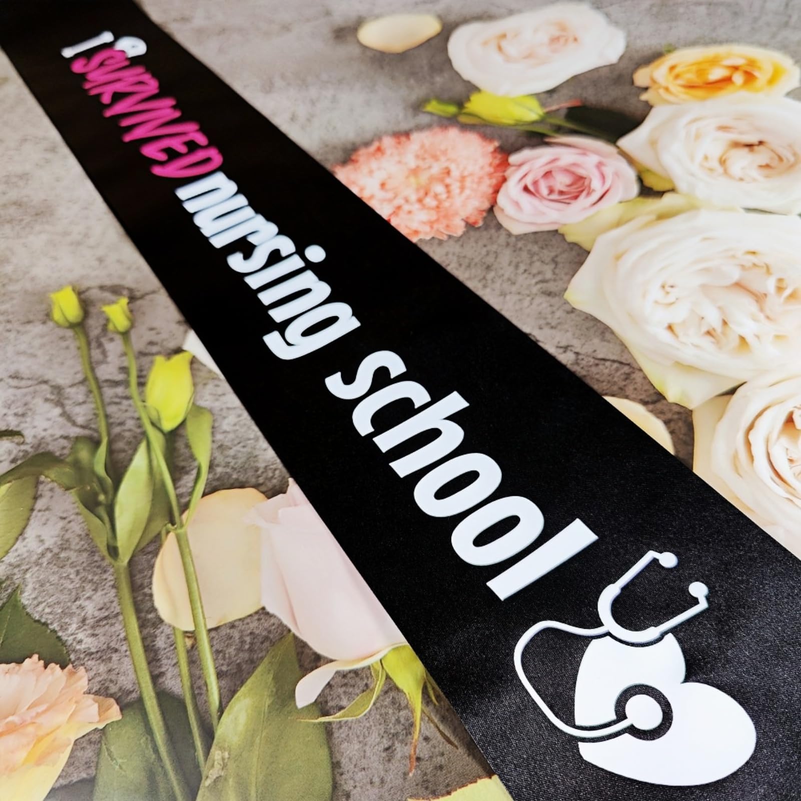 Decorit I Survived Nursing School Sash, Black, Nursing School Graduation, Graduation Gift Idea, Senior Class of 2024 Sash, Party, Congrats Grad Decorations, RN, BSN, NP, CRNA, CNM, NR
