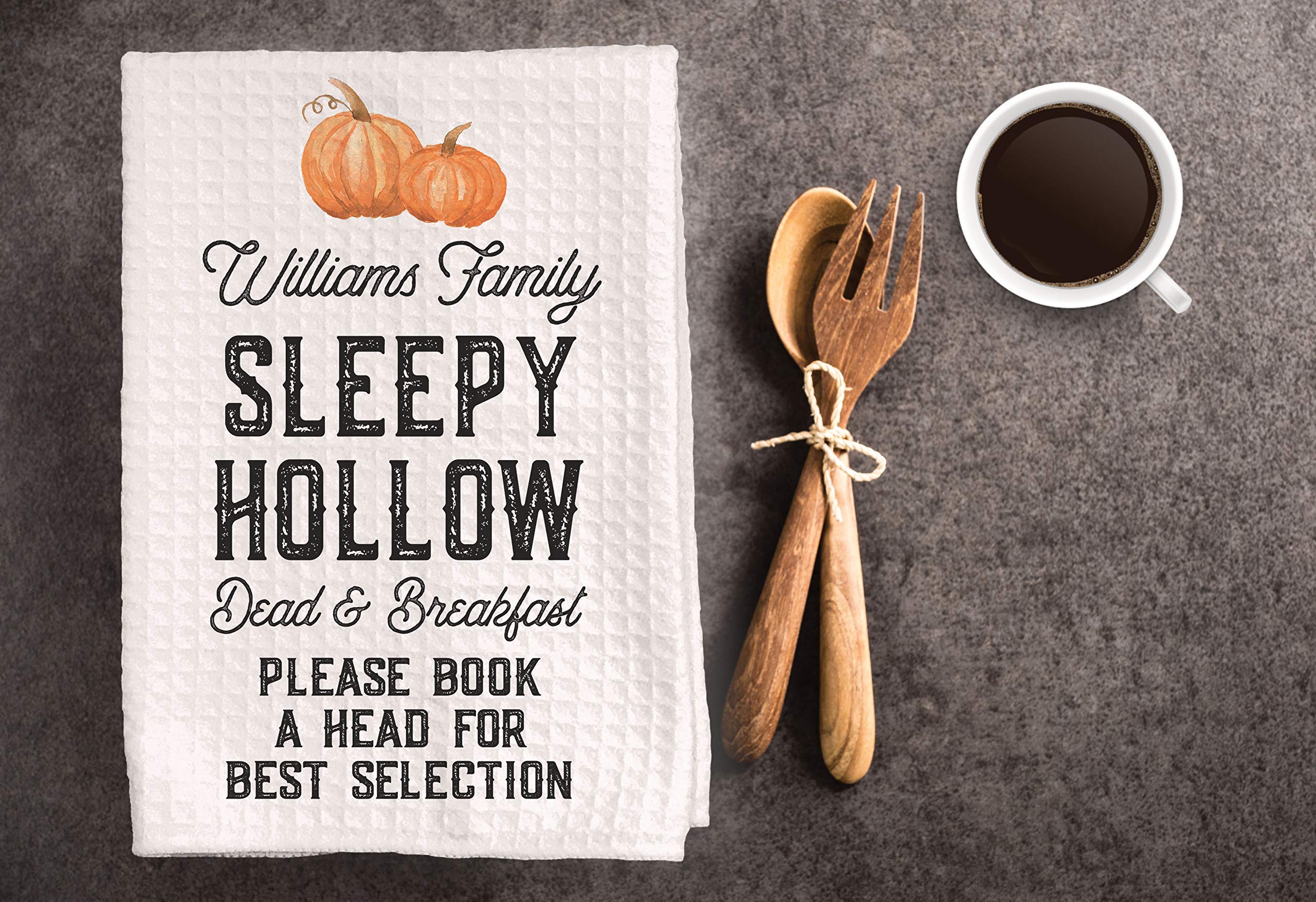 CANARY ROAD Custom Halloween Waffle Weave Dish Towel | Personalized Kitchen Towel | Halloween Decor | Sleepy Hollow | Personalized Dish Towel | Halloween Kitchen Towel