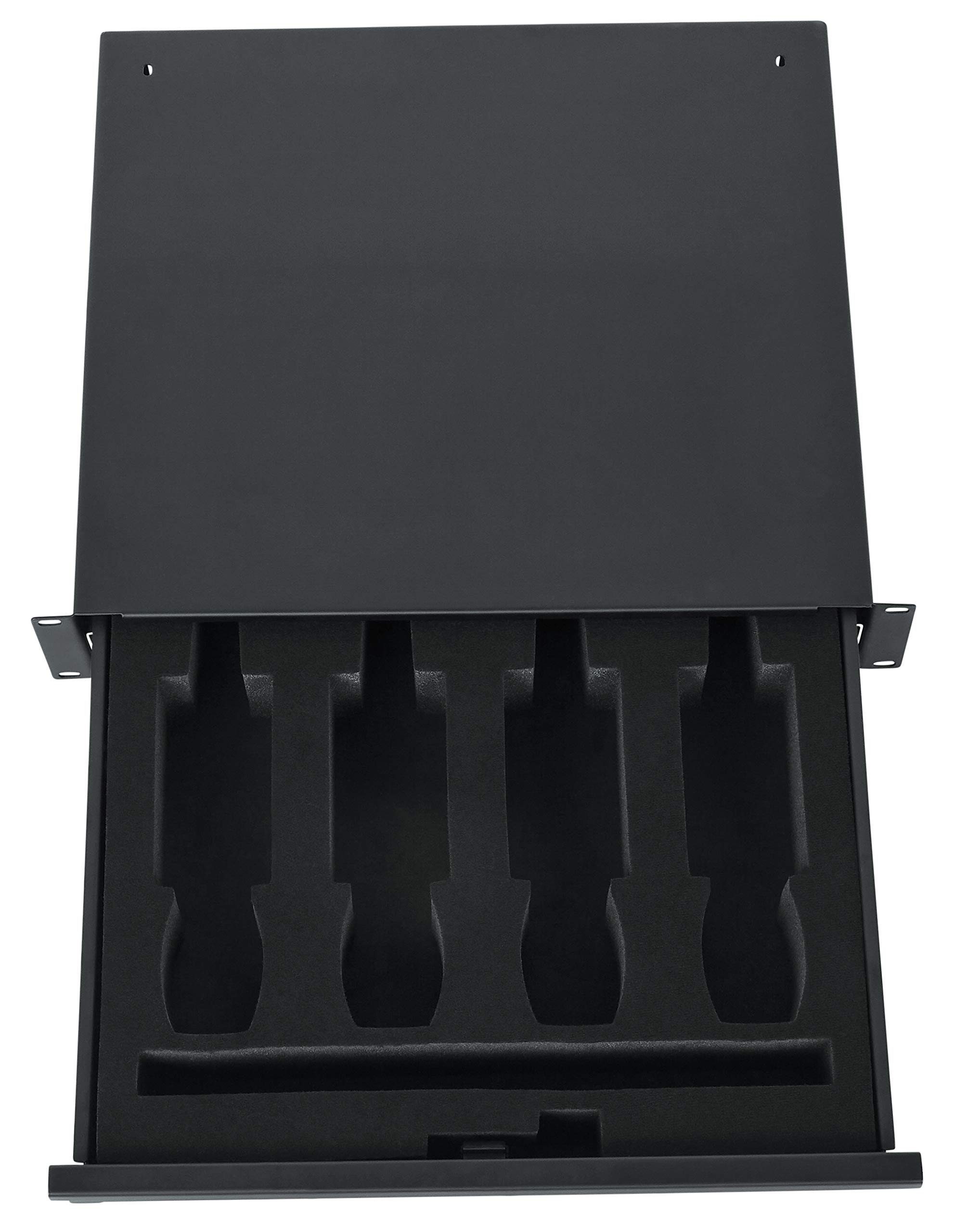 Gator Cases Rackworks Wireless Microphone Rack Mount Drawer - Fits 4 Wireless Microphones and Body Packs; New Compact 2U Design (GRW-DRWWRLSS)