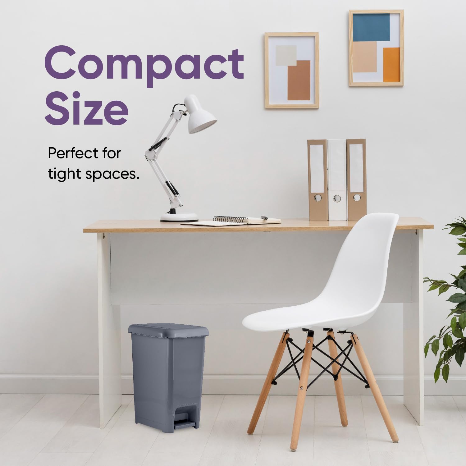 Superio Slim Trash Can with Foot Pedal β 2.5 Gallon Step-On Trash Can with Lid, Small Plastic Garbage Can, Mini Trash Can for Bathroom, Kitchen, Office, Under Desk, Bedroom, Dorm β Onyx Grey, 2