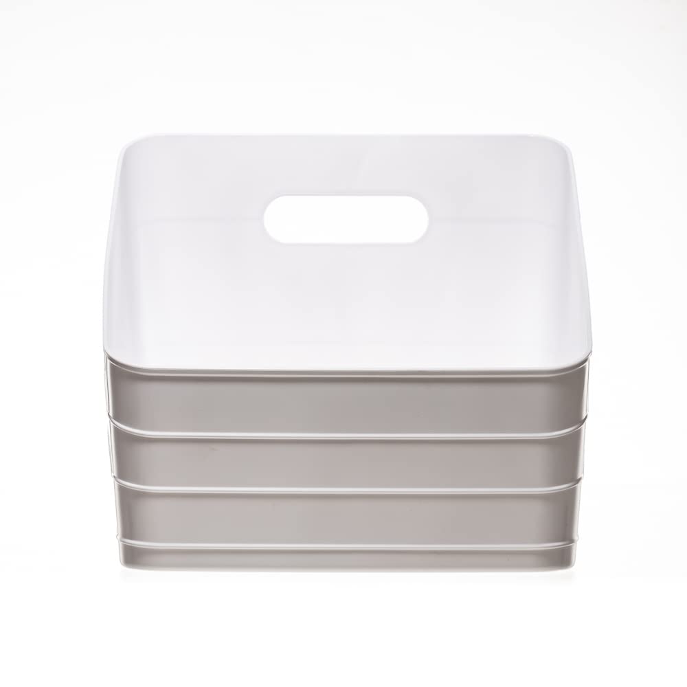 Starplast Medium Closet Bins 4-Pack – 12.3" x 12.1" x 10.7" BPA-Free, Flexible Polyethylene Storage Bins with Wide Openings, 1 Handle, and Sturdy Base for Home, Office, or Dorm – White