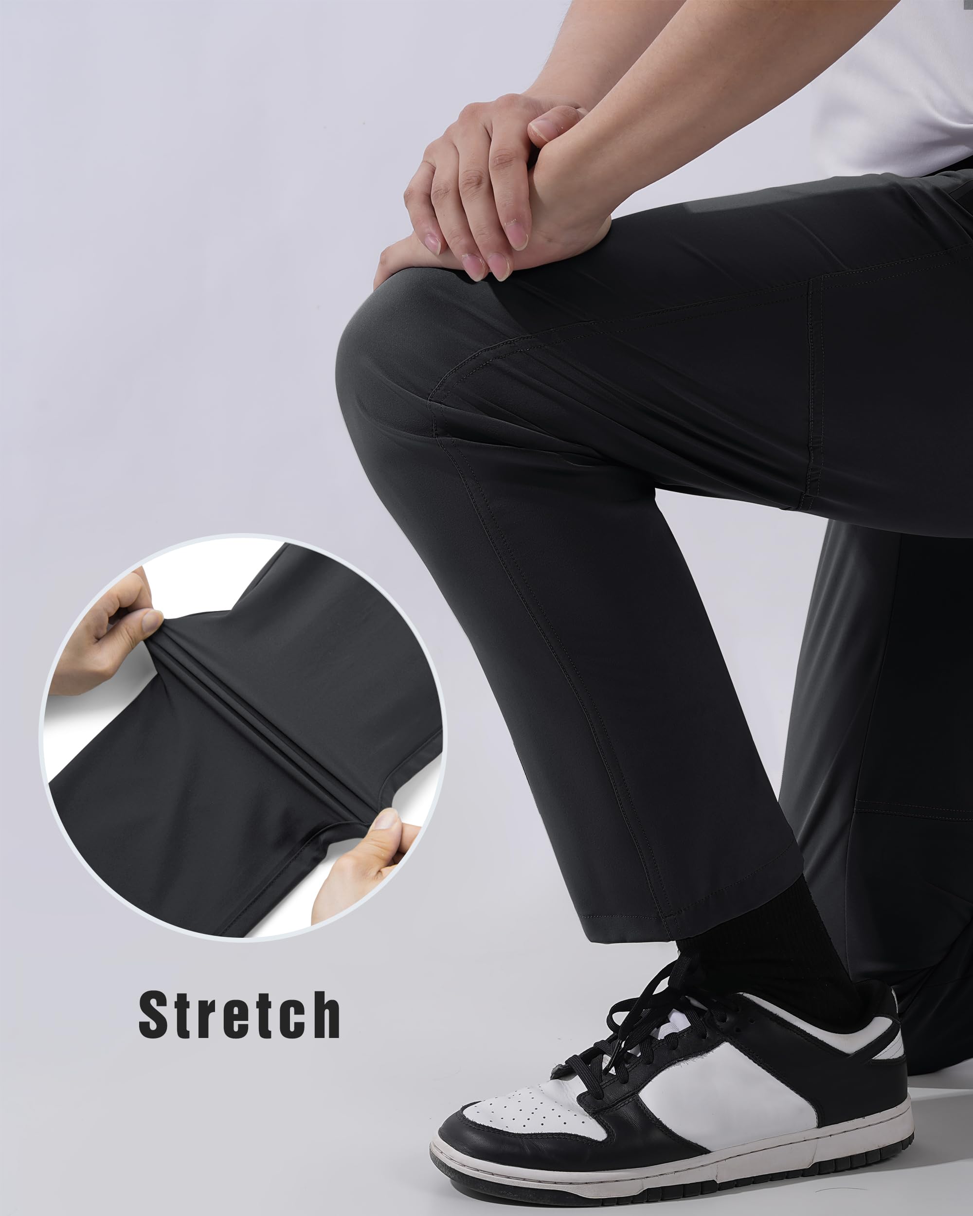 BIYLACLESEN Sweatpants for Men Joggers with Pockets Track Athletic Workout Pants Lightweight Quick Dry Fit Pants Waterproof Hiking Pants Black 34