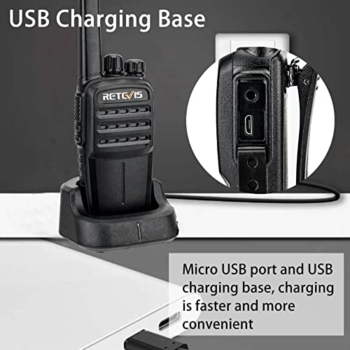 Retevis RT40B Walkie Talkie Rechargeable,Mini 2 Way Radio for Adults, Rugged Two Way Radios Rechargeable, Handheld USB Charging Base Emergency Alarm, for Adults Skiing Hunting Cruise Gifts (1 Pack)