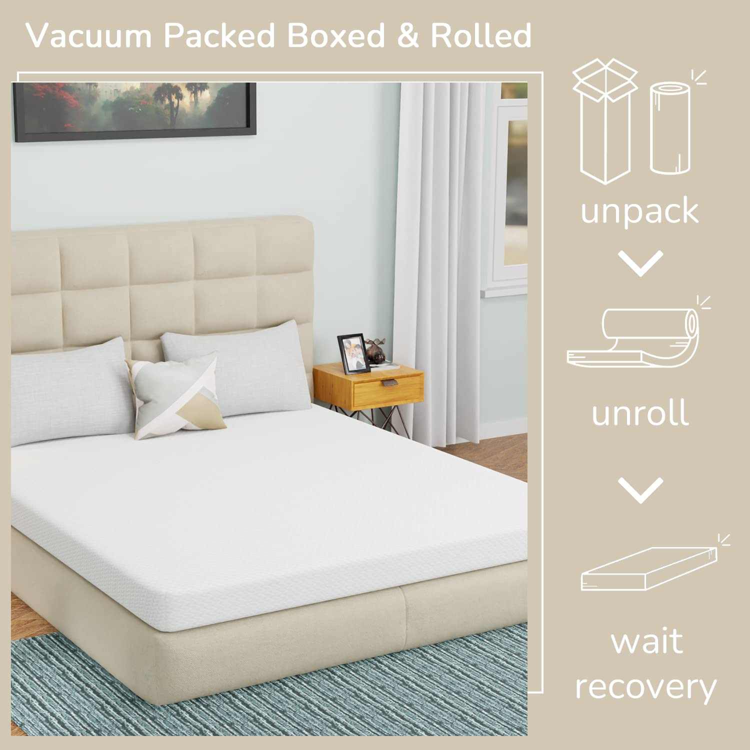 BLKMTY Queen Mattress 5 inch Memory Foam Mattress Cooling Gel Mattress Green Tea Infused Mattress CertiPUR-US Certified for Cooler Sleep Supportive Relief Bed Mattress, White