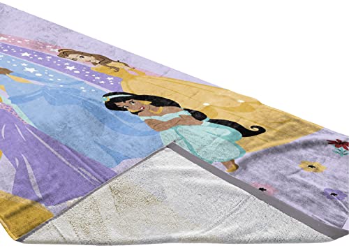 Jay Franco Disney Princess Rainbow Bath/Pool/Beach Towel - Super Soft & Absorbent Fade Resistant Cotton Towel Features Belle, Rapunzel, Jasmine, & Tiana - Measures 28 x 58 inches
