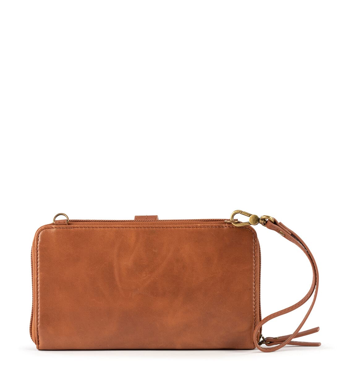 The Sak Iris Smartphone Crossbody Purse - Women's Cellphone Bag & Wallet For Everyday - Convertible Wristlet With Zipper in Tobacco/Leather