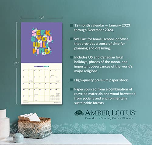 Elizabeth Olwen 2023 Wall Calendar: Have A Lovely Day | 12" x 24" Open | Amber Lotus Publishing