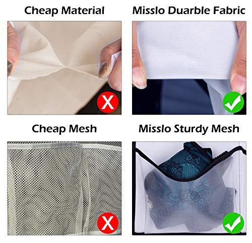 MISSLO Durable Hanging Closet Double Sided Bra Stocking Clothes Socks Organizer 15 Large Mesh Pockets, White