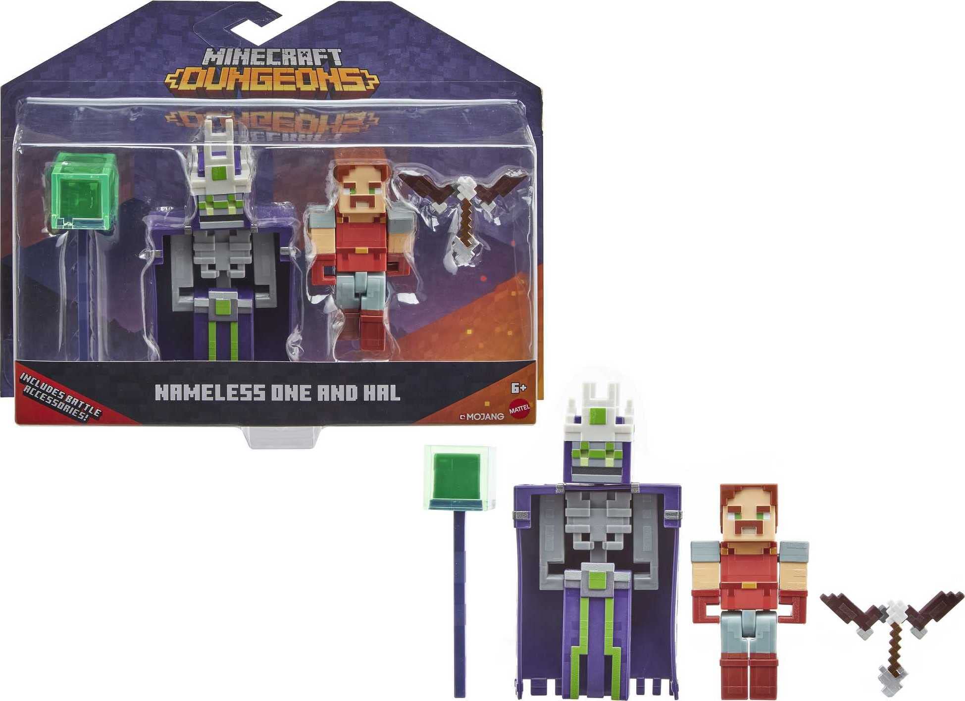 Mattel Minecraft Dungeons 2-Pack of Action Figures with Nameless One & Hal in 5.5-inch Scale, Collectible Set Inspired by The Video Game
