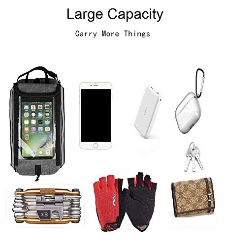 Bike Front Frame Bag for Mountain Bicycle,Bicycle Cell Phone Holder for GPS for Phone,Bicycle Handlebar Touch Screen Bag,Bicycle Large Accessories Bags