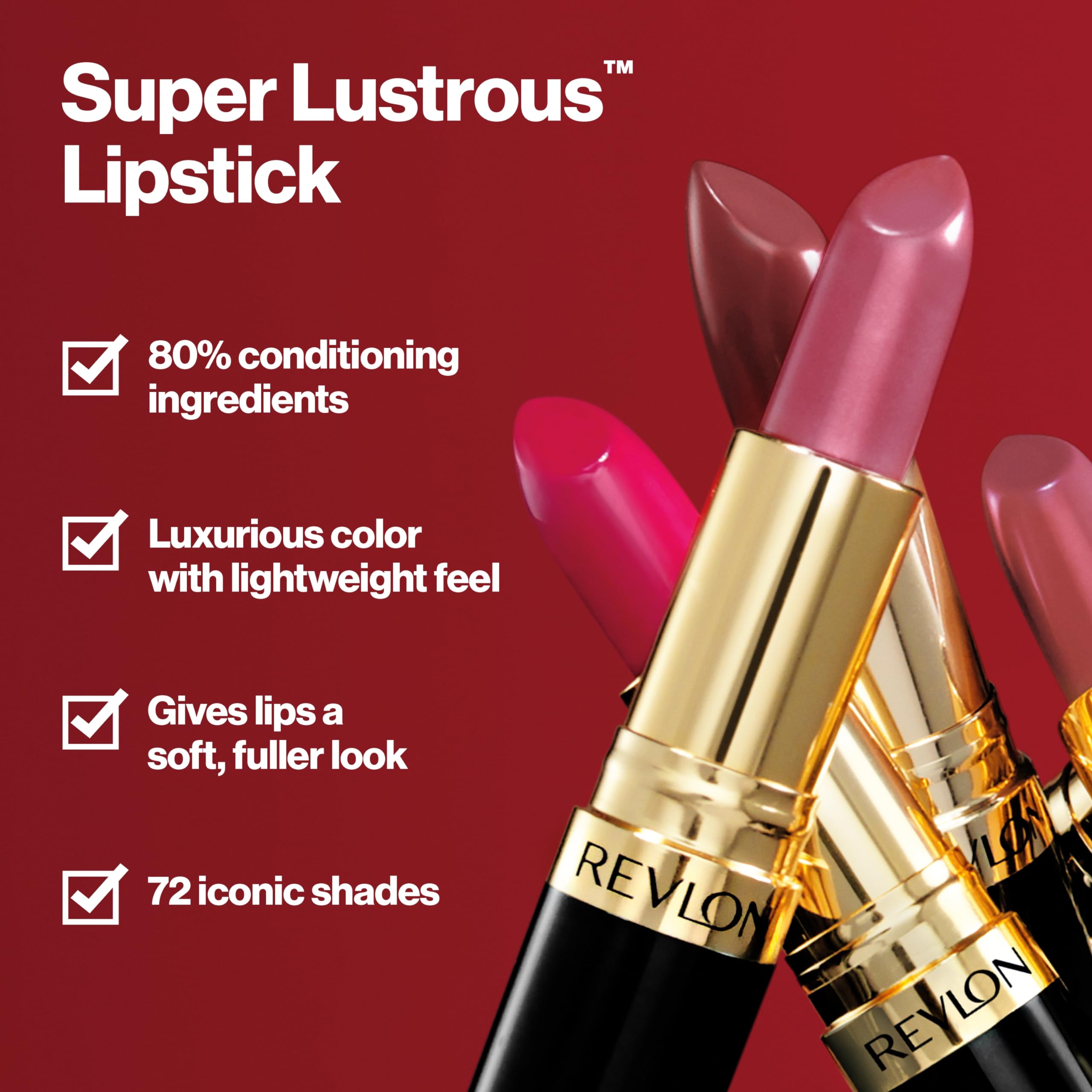 Revlon Lipstick, Super Lustrous Lipstick, Creamy Formula For Soft, Fuller-Looking Lips, Moisturized Feel in Pinks, Gentlemen Prefer Pink (450) 0.15 oz
