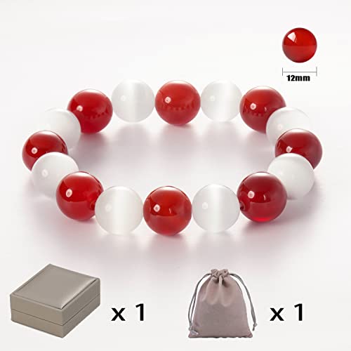 BESTMVP Agate Cat Eye Crystal Natural Stone Relax Anxiety Crystal Beaded Men Women Stretch Bracelet Unisex