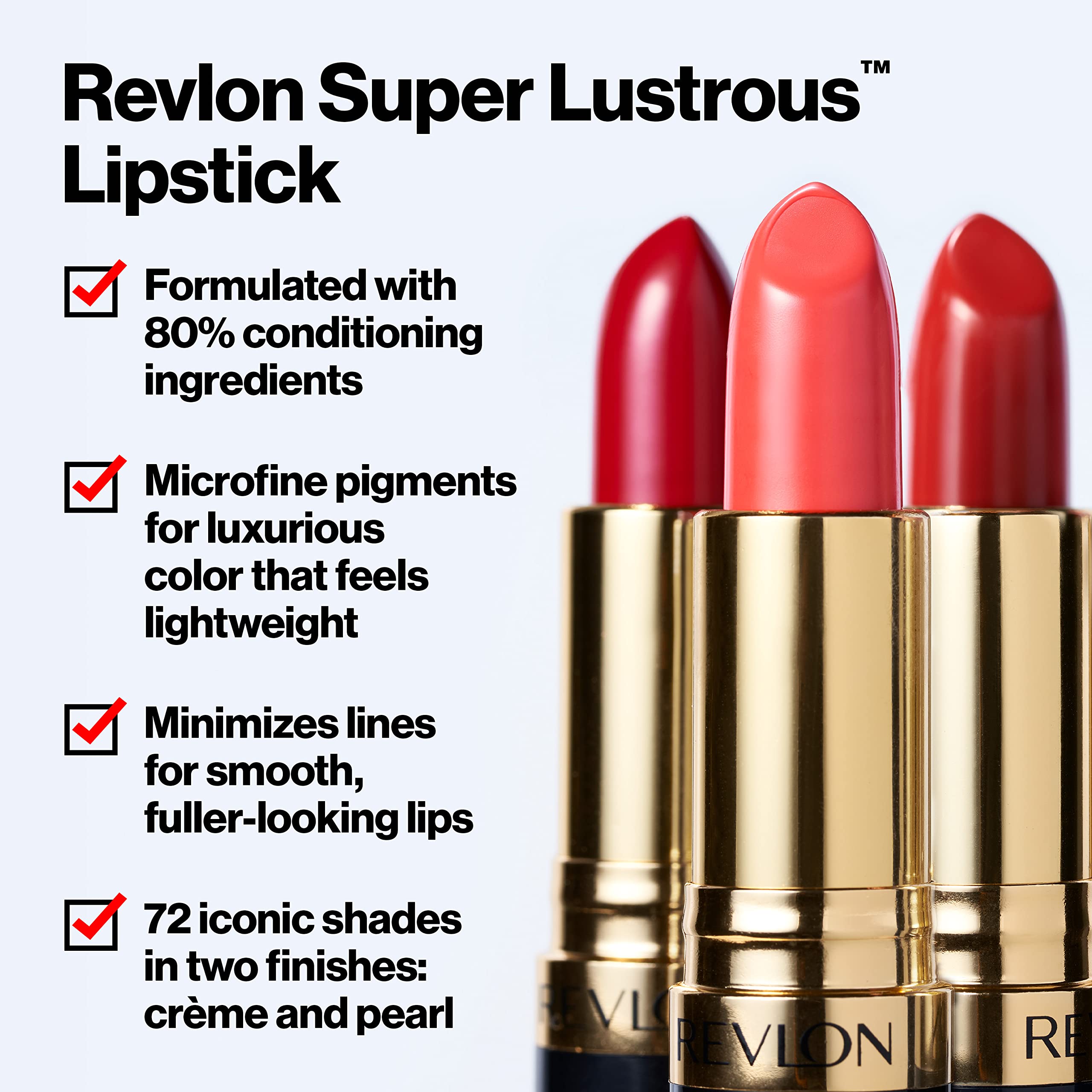 REVLON Lipstick, Super Lustrous Lipstick, Creamy Formula For Soft, Fuller-Looking Lips, Moisturized Feel in Mauves & Trends, Abstract Orange (026) 0.15 oz