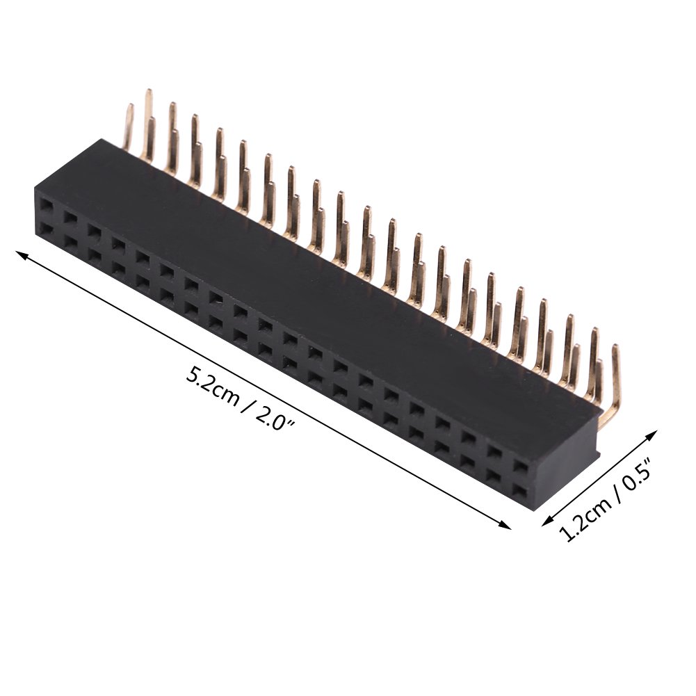 Bewinner 3pcs 2 x 20 Pins 2.54mm Pitch Female Pin Header - Stable Electric Current and Transmit Performance - Right Angle Pin Headers for Raspberry Pi/PCB Board