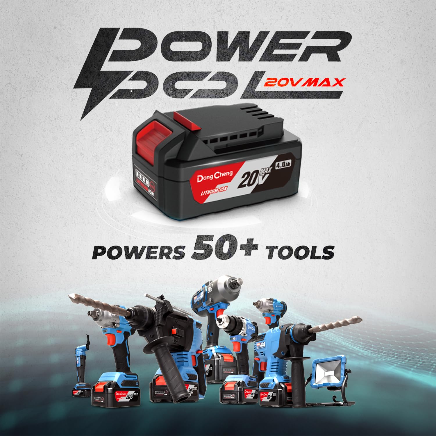 Dong Cheng 20V Brushless Impact Wrench, 515 ft-lbs High Torque, 1/2 inch 4-Speed Cordless Impact Gun, Power Wrench for Automotive Use, Includes 4.0Ah Battery & Charger