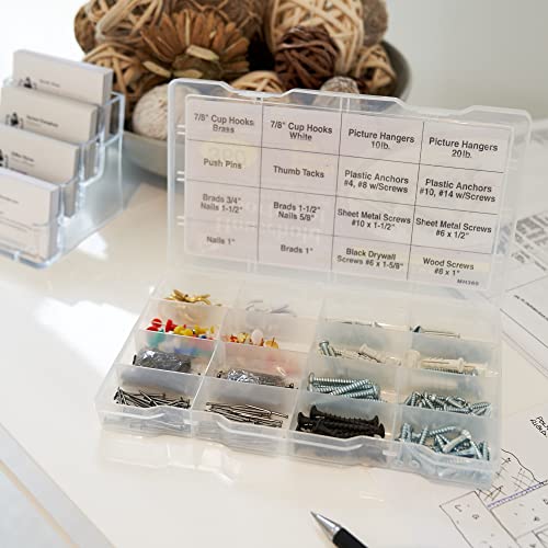 Qualihome Household Repair and Hanging Kit: Screws, Nails, Wall Anchors, Cup Hooks, Picture Hangers, Push Pins, and More