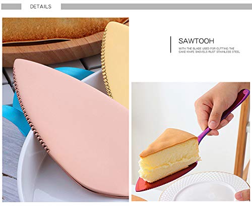 BISDA Wedding Cake Knife Server Set, 304 Stainless Steel Spatula Baking Tool Cake Shovel Butter Knives For Pie/Pizza/Cheese (Rose Gold)