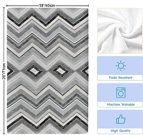 Beisseid Kitchen Dish Towels Grey Chevron Dish Cloth Fingertip Hand Towels Geometric Design Stripe Super Absorbent Soft Cotton Tea Towel 3 PCS