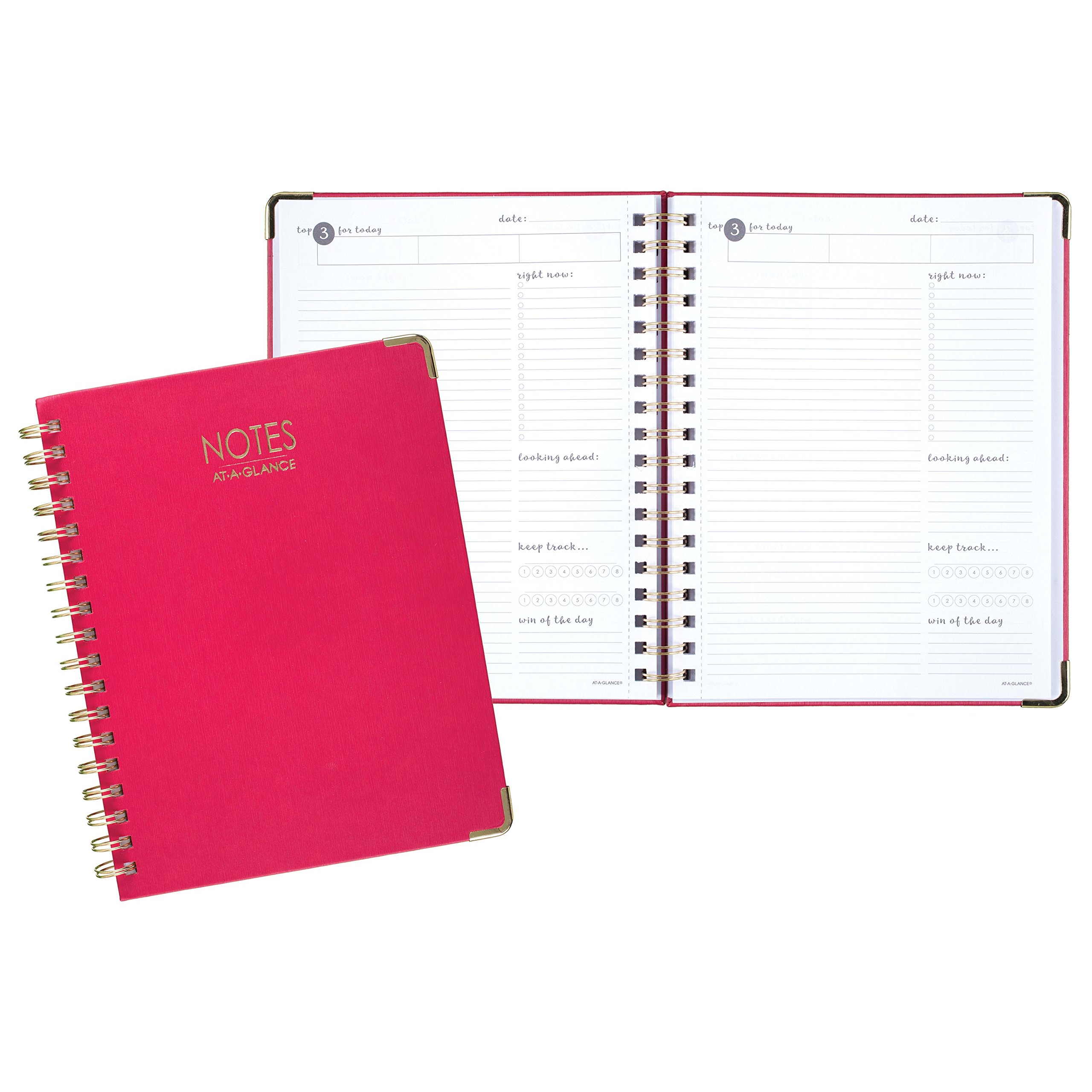 AT-A-GLANCE Notebook, 6-1/2" x 9-1/2", Ruled, 80 Sheets, Harmony Collection, Track Goals and Wins, Pink (6099-406-27)