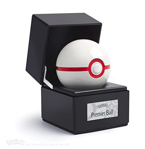 The Wand Company Pokémon Poké Ball Authentic Replicas - Realistic, Electronic, Die-Cast Poké Ball with Display Case Light Features (Premier Ball)