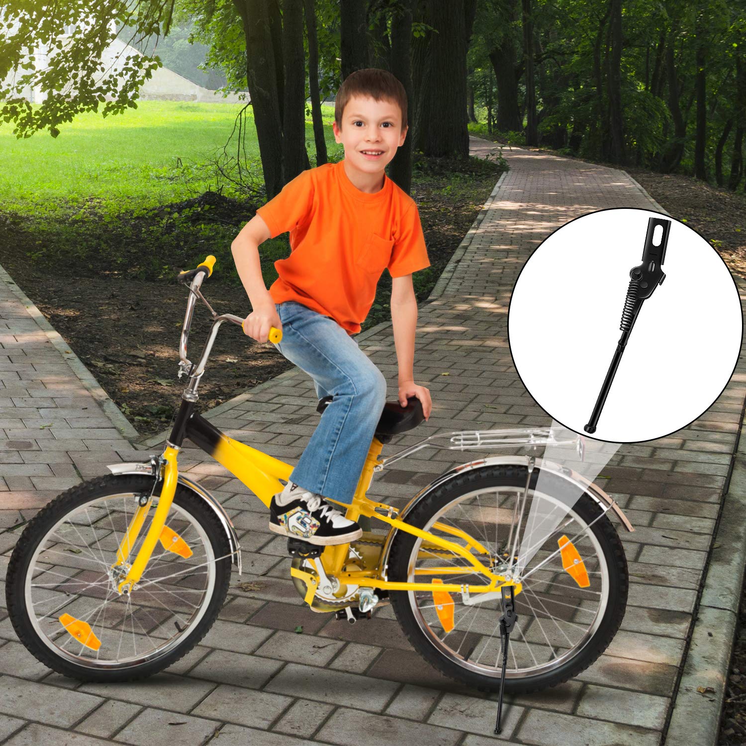 Bike Kickstand Children's Bicycle Kickstand Single-Side Stand Folding Bicycle Bracket Support Stand for Kids Bike (12 Inch)