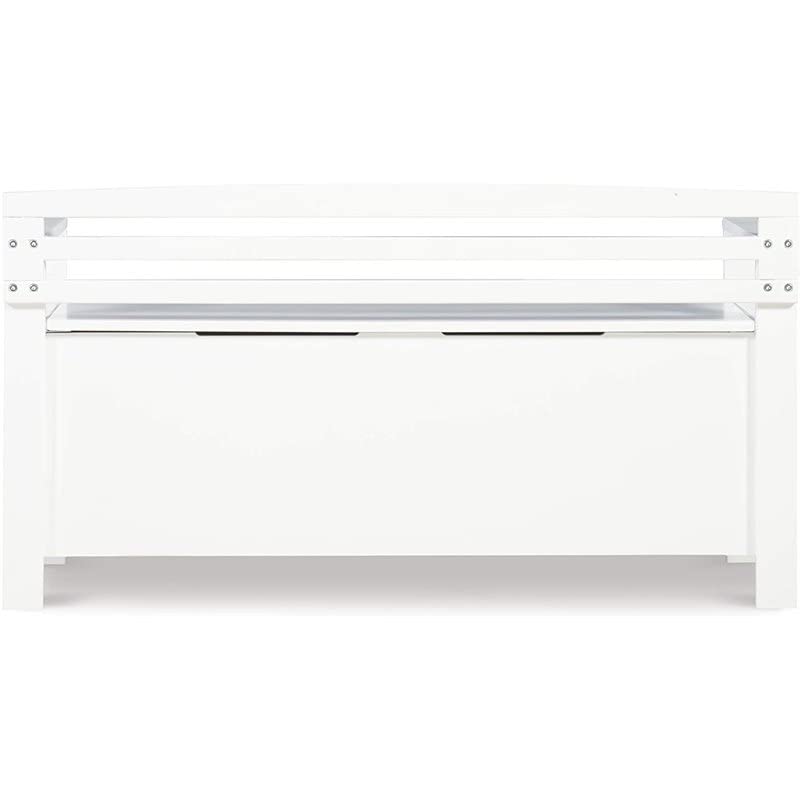 Pemberly Row Entryway Storage Bench in White with Flip-top Lid