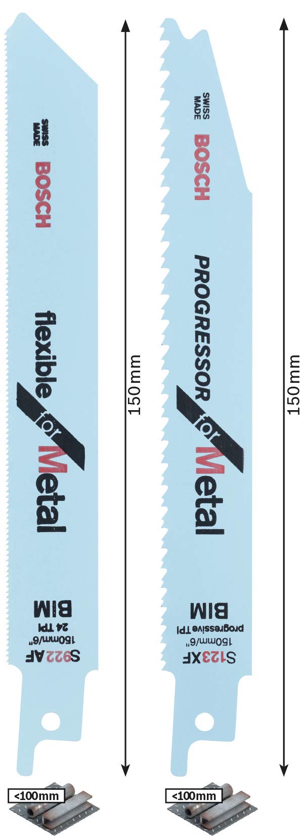 Bosch Professional 260925C109 2 TLG. Säbelsägeblatt (für Metall, Zubehör Säbelsäge) 2-Piece Set. Reciprocating Blade, Accessory Sabre Saw