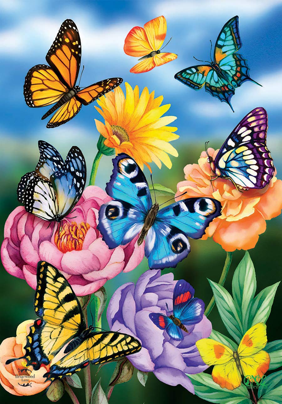 Butterflies in the Garden Spring House Flag 40" x 28" Briarwood Lane