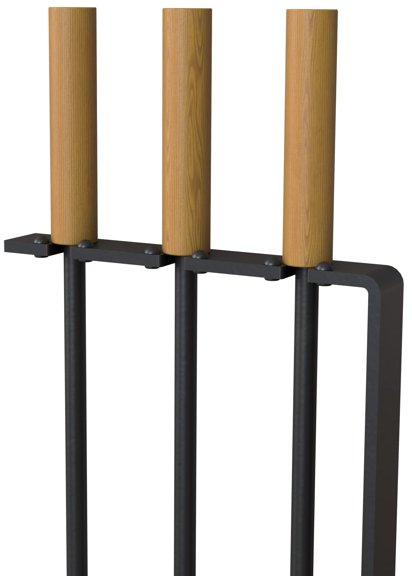 TheRackCo. - Fireplace Tools Set with Metal Base and Wood Handle, Broom, Shovel and Poker