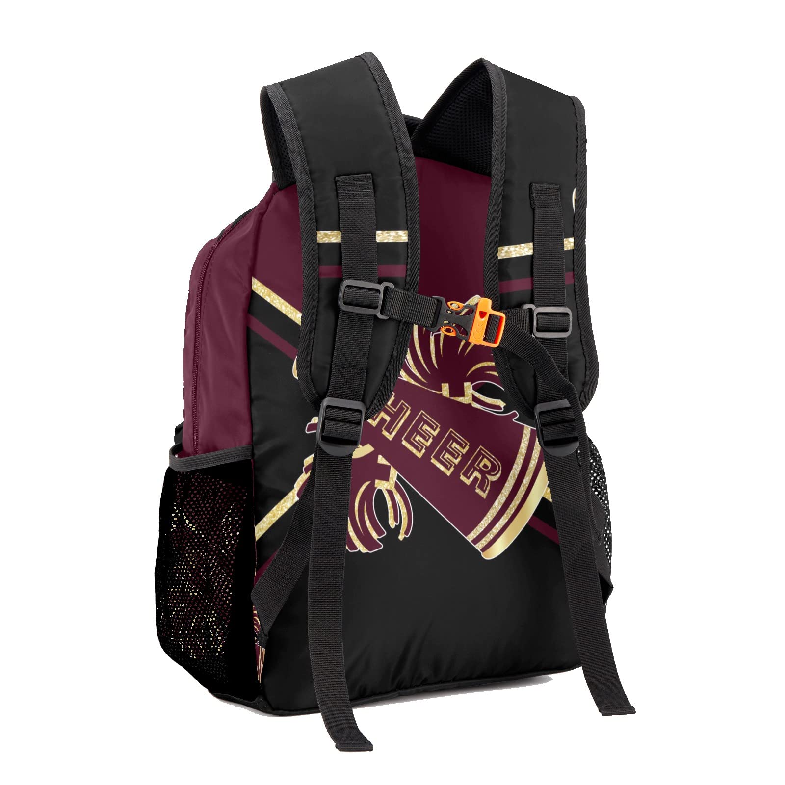 BigBigift Personalized Cheer Brown Black Cheerleaders Waterproof Backpack with Name Text for Women Men Gift, 12.2(L)x5.9(W)x16.5(H)inch