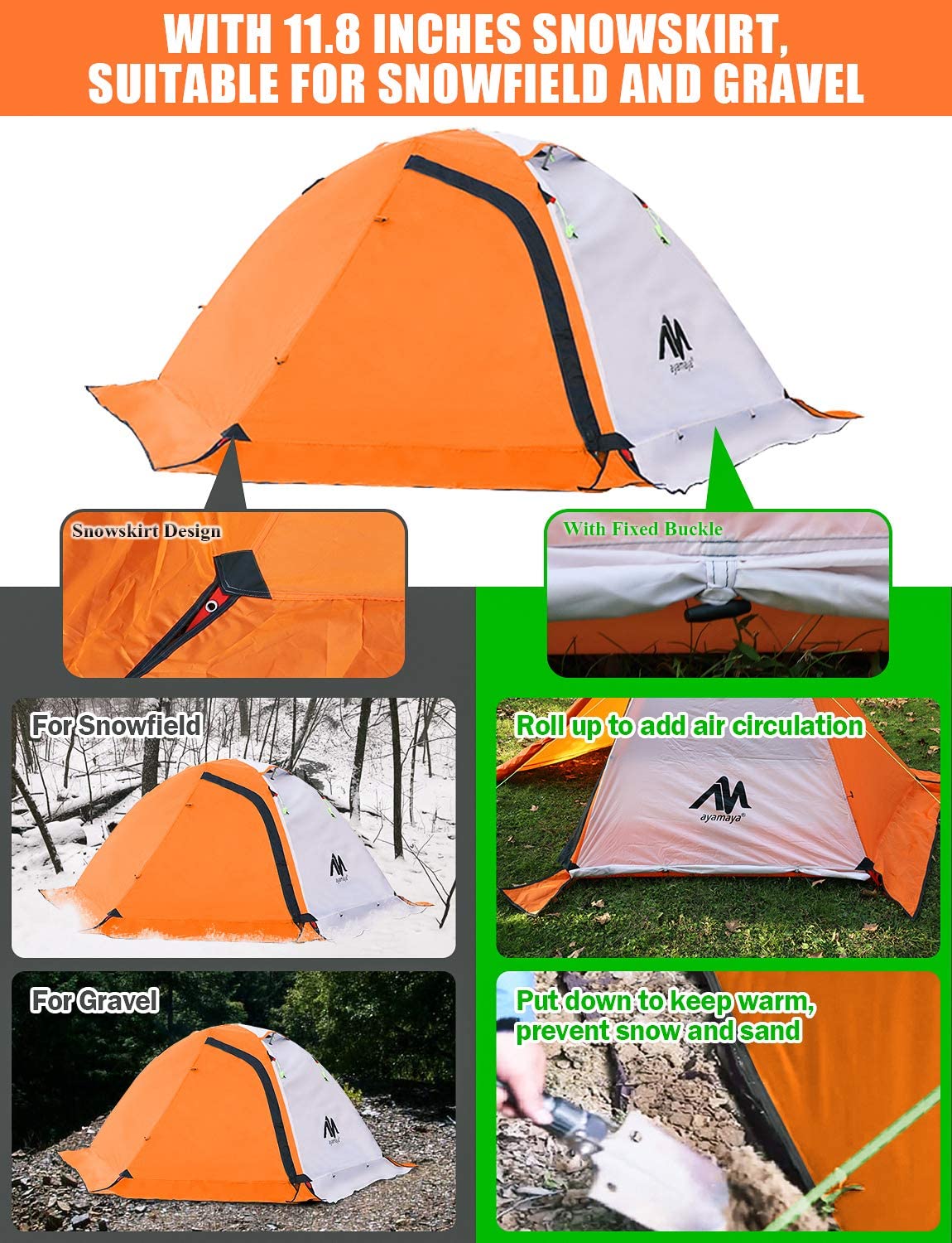 ayamaya Camping Fan + 4 Person Tent, Orange 2 Person Backpacking & Rechargeable Fan with LED Light & Remote Control, 7800mAh Portable Led Light Camping Lantern Fan USB Desk Ceilling Fan
