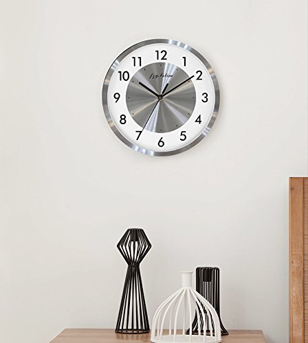 Fzy.bstim Non Ticking Silent Wall Clock Decorative,Analog Metal Wall Clock Battery Operated,Bedroom/Living Room/Office/Kitchen Clock,10 Inch