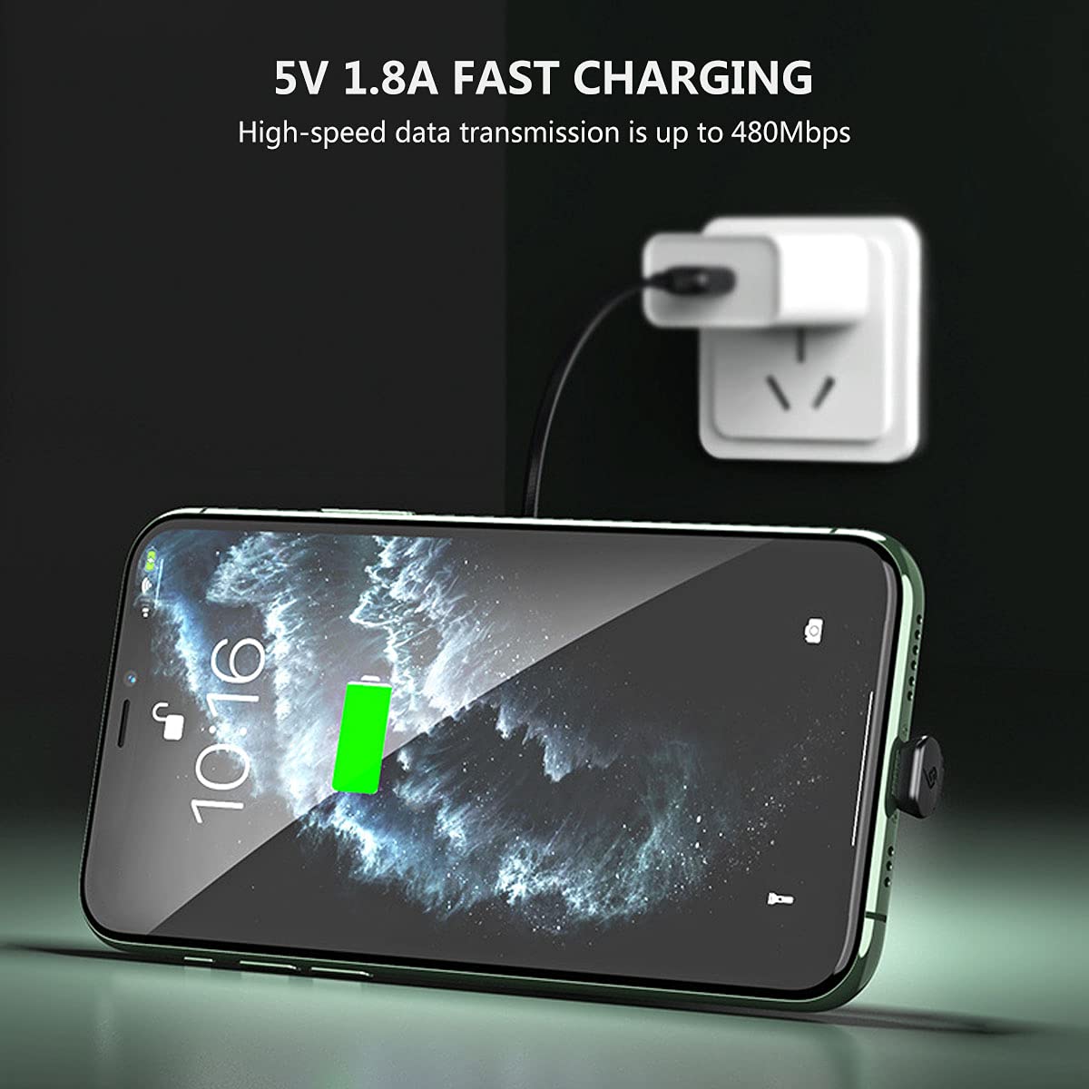 Lenink 180 Degree USB C Cable Compatible with Samsung S10, S9, S8, Charging Cable Type C Fast Charge Gaming Cable with Double Suction Cups (1.2m / 3.9ft)