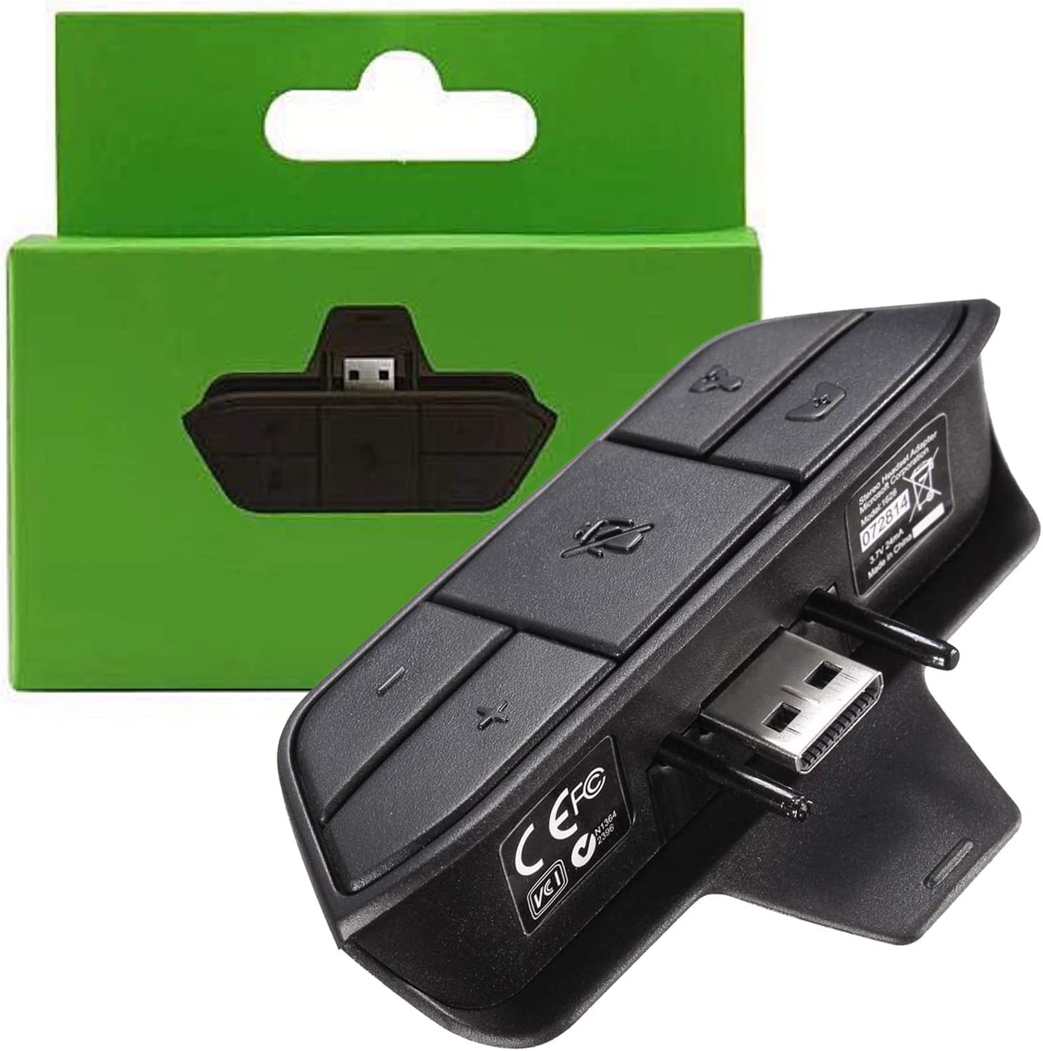 Cenxaki Stereo Headset Adapter for Xbox One, Game Audio Mic Headphone Converter PC – Black