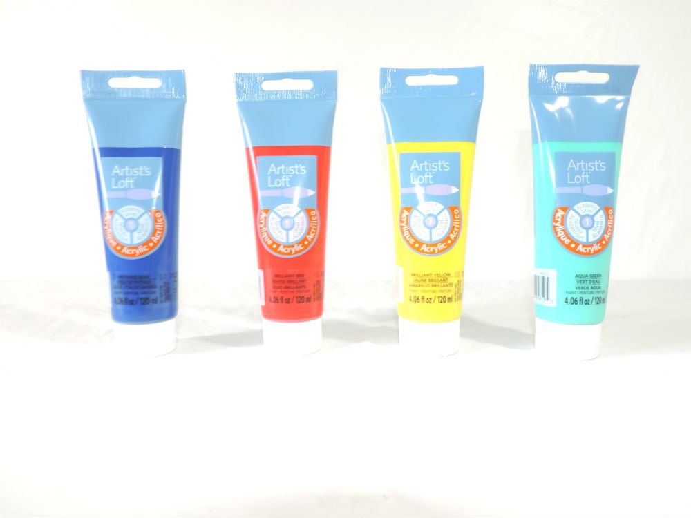 Artist loft Acrylic Paints 6 oz 4 Pack Bundle Yellow, Blue,Red, Aqua