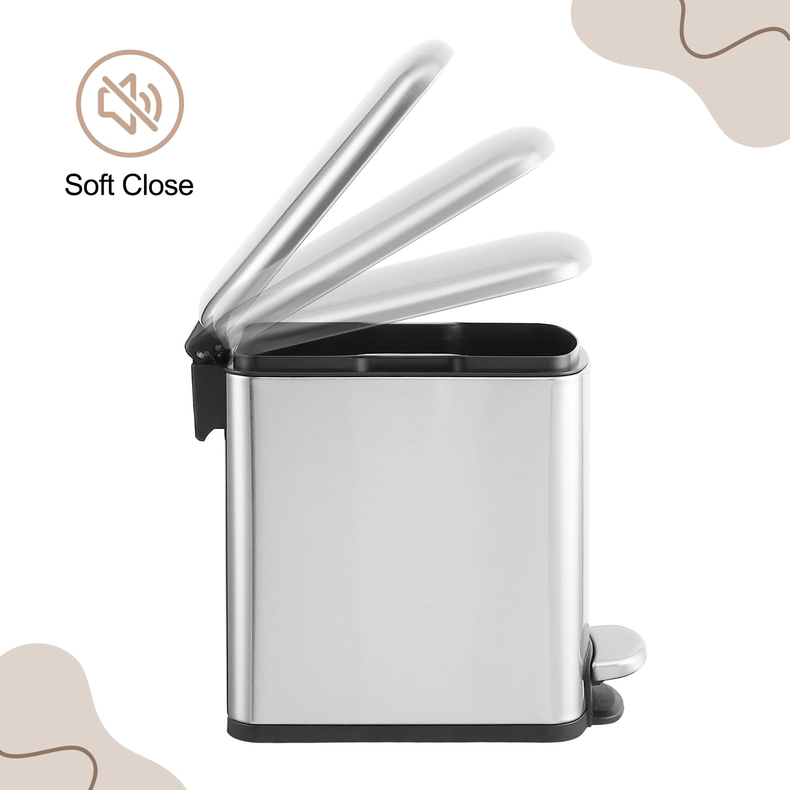 GAOMON 1.6 Gallon Bathroom Trash Can, Small Trash Can with Removable Liner, Narrow Vanity Wastebasket, Easy-Close Lid, Step Pedal Garbage Can for Bathroom, Bedroom, Kitchen