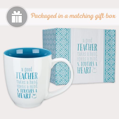 Christian Art Gifts Ceramic 14 oz Coffee Mug Microwave, and Dishwasher Safe Inspirational Bible Verse Mug for Teachers: Touches a Heart - 1 Corinthians 16:14 Blue and White Novelty Cup