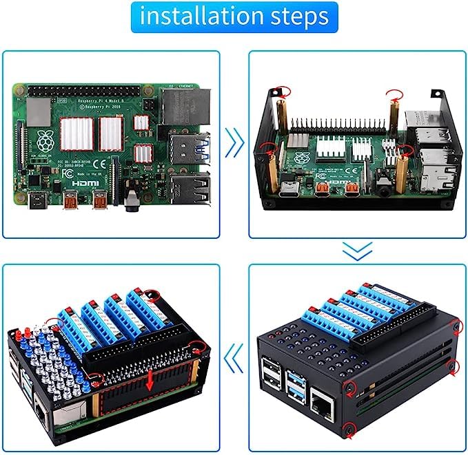GeeekPi GPIO Screw Terminal Block Breakout Board HAT with Case for Raspberry Pi, GPIO Expansion Board Breakout Module with GPIO Status LED for Raspberry Pi 4B Only