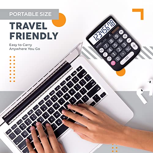 Desktop Calculator 8 Digit with Solar Power and Easy to Read LCD Display, Big Buttons, for Home, Office, School, Class and Business, 4 Function Calculators, with Battery, CD-8185
