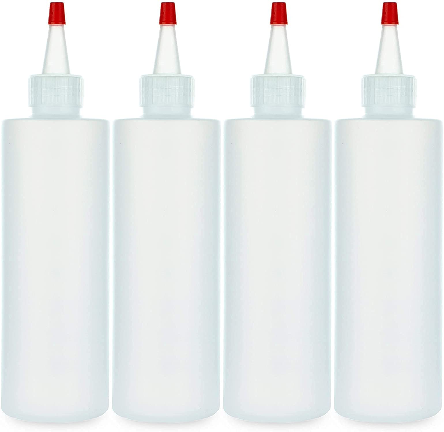 BRIGHTFROM Squeeze Bottles 8 Ounce for Sauces, Olive Oil, Ketchup, Mustard, Syrup - Plastic Dispenser Container for Kitchen/Cooking, BPA Free Condiment Bottle (Pack of 4)