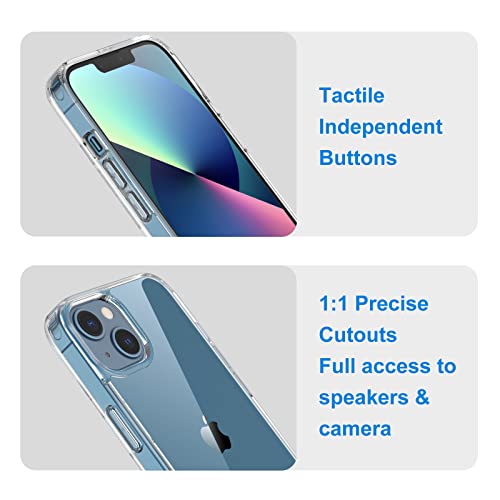 JETech Kickstand Case for iPhone 13, 6.1-Inch, Support Wireless Charging, Slim Shockproof Bumper Phone Cover, 3-Way Metal Stand (Clear)
