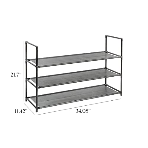 Richards Homewares Fabric Freestanding Shoe Rack, 3-Tier, Black