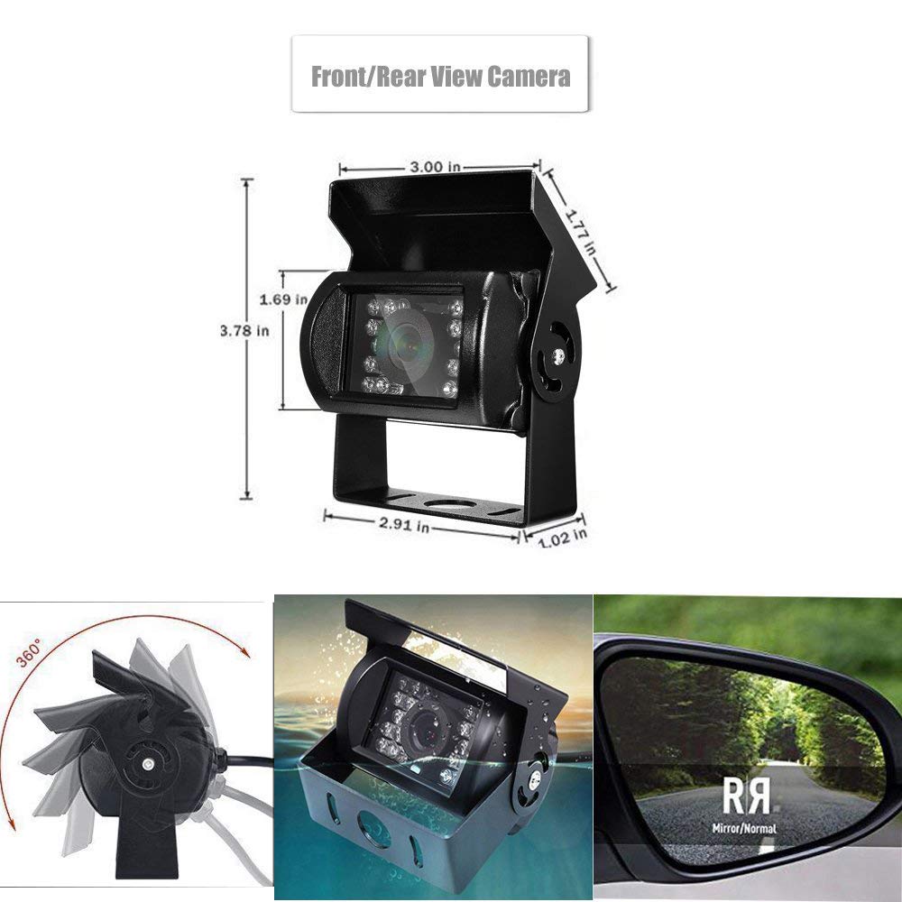 Backup Camera Kit 7 inch 4-Spilt Monitor Rear View Cameras with IP 67 Waterproof 18 IR Night Vision Car Camera for Tucks, RVs,Trailers,Bus,Vans + 4pcs 10m/393.7inch Cables