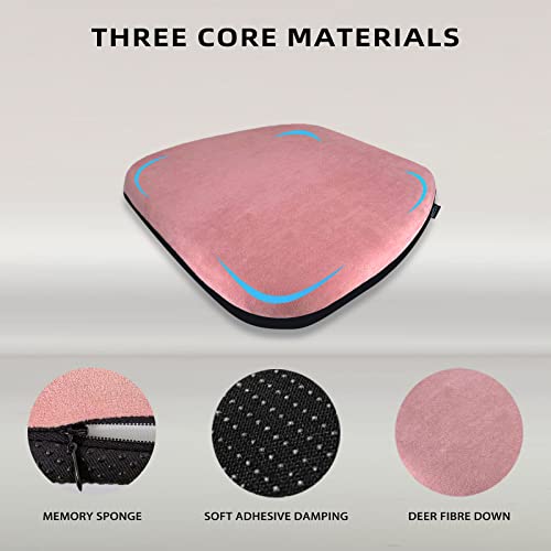 B&DOG XSIN Car Seat Cushion Comfort Memory Foam, Sciatica Pain Relief,Improve Driving View Suitable,for Car Driver Seat Office Chair Home Use Seat Cushion(Pink)