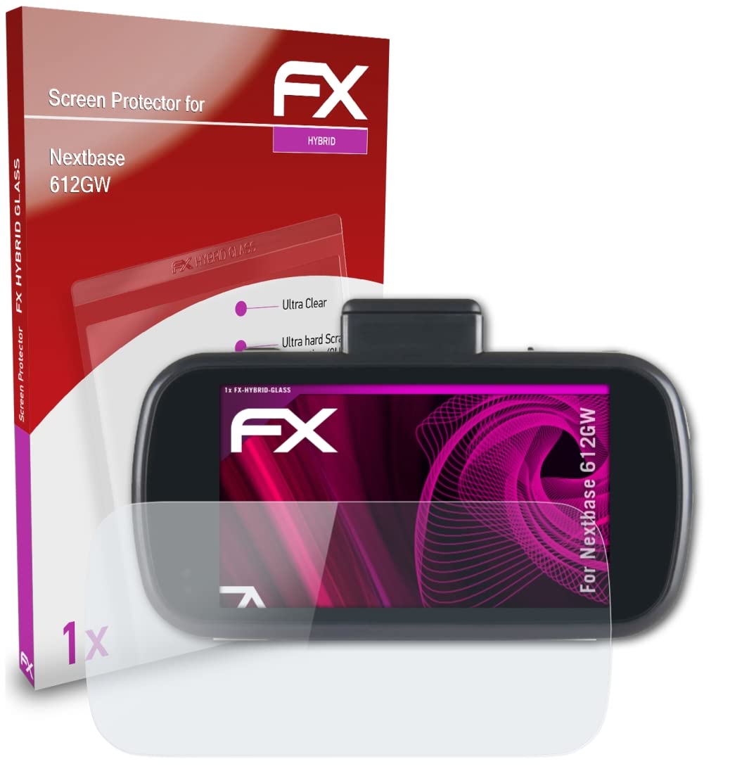 atFoliX Plastic Glass Protective Film compatible with Nextbase 612GW Glass Protector, 9H Hybrid-Glass FX Glass Screen Protector of plastic